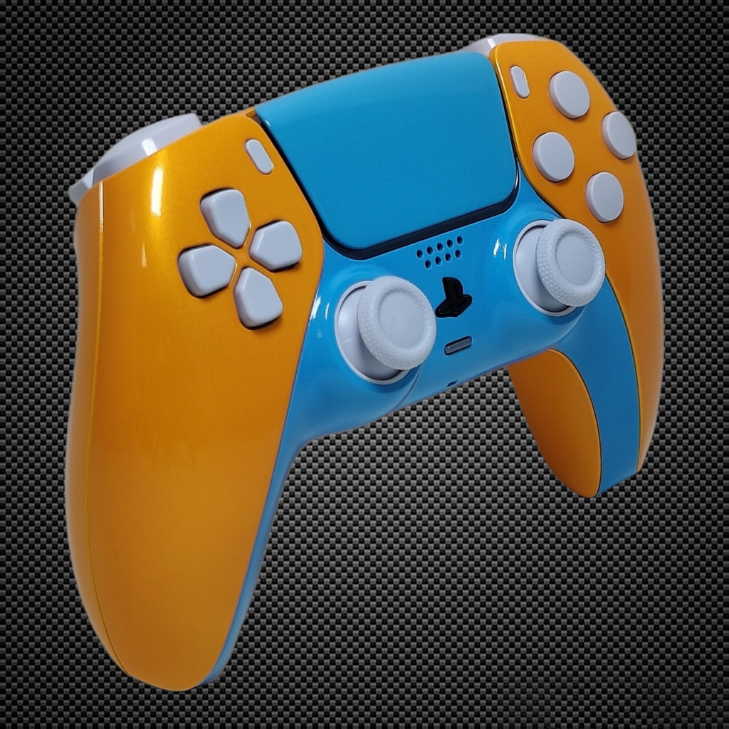 Metallic Orange & Sky Blue Edition PS5 Custom Dualsense Controller ...