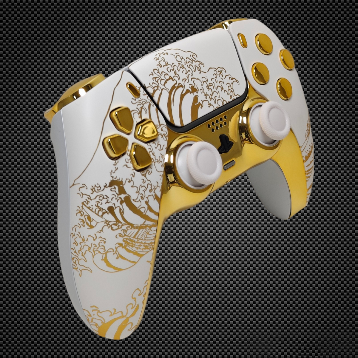 Golden Waves White Themed PS5 Custom Dualsense Controller – Primzstar Modz