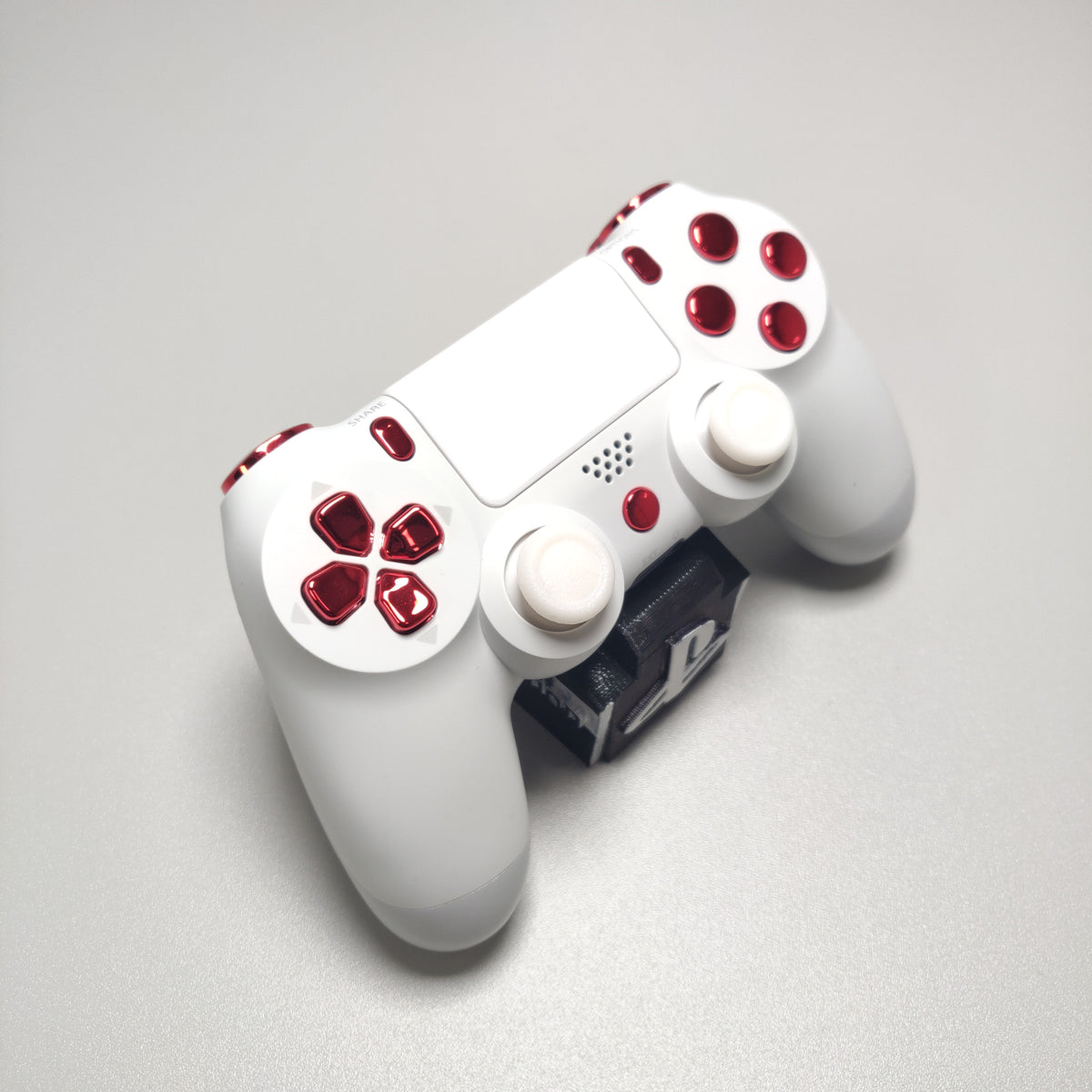 Arctic White Themed w/ Chrome Red Buttons Official PS4 Controller V2 C ...