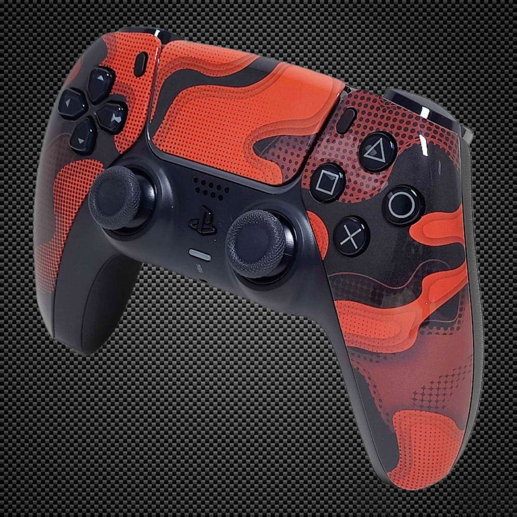 Digital Camo Red Themed PS5 Custom Dualsense Controller – Primzstar Modz