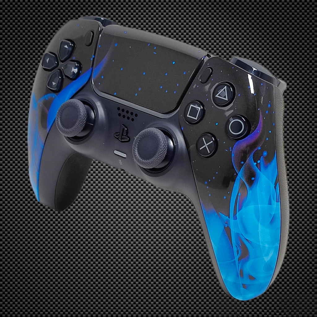 Blue Flames Themed PS5 Custom Dualsense Controller – Primzstar Modz