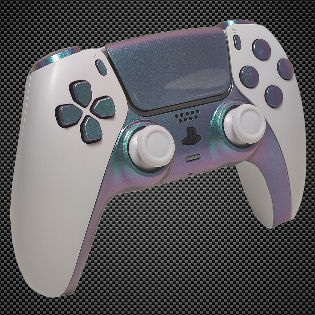 Arctic White Chameleon Green PS5 Custom Dualsense Controller ...