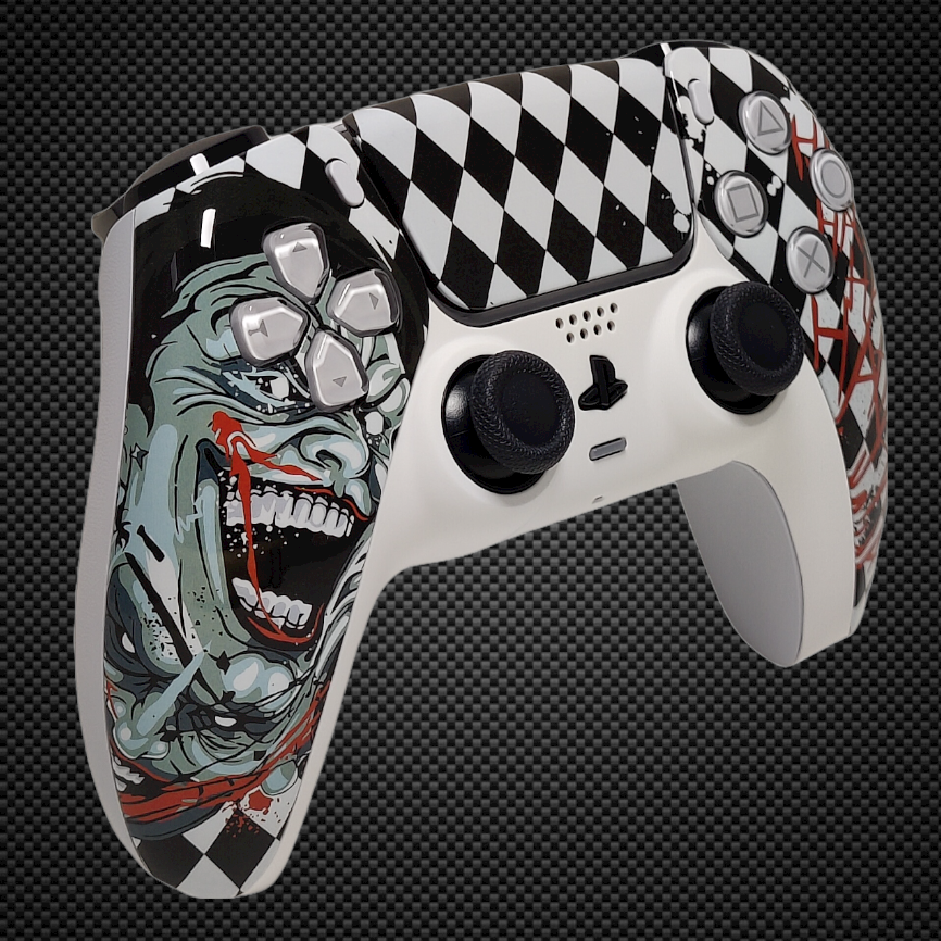 Evil Joker HA HA HA Themed PS5 Custom Dualsense Controller – Primzstar Modz