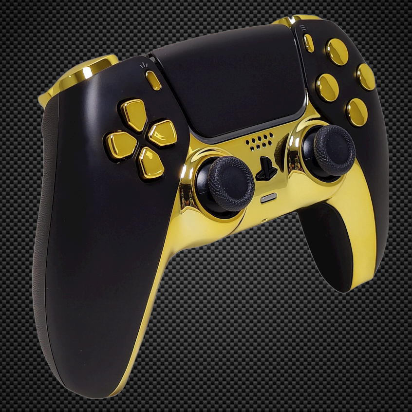 Black and Chrome Gold Themed PS5 Custom Dualsense Controller ...