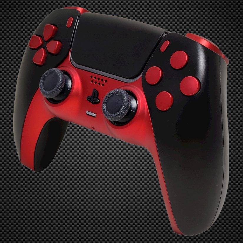 Black and Soft Touch Red Themed PS5 Custom Dualsense Controller ...