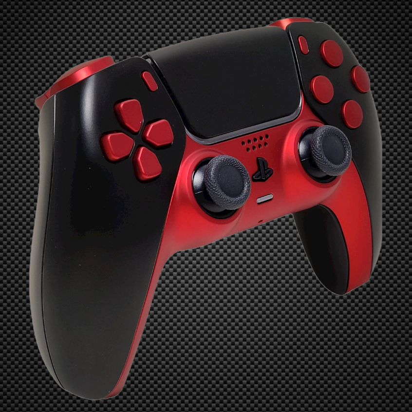 Black and Soft Touch Red Themed PS5 Custom Dualsense Controller ...