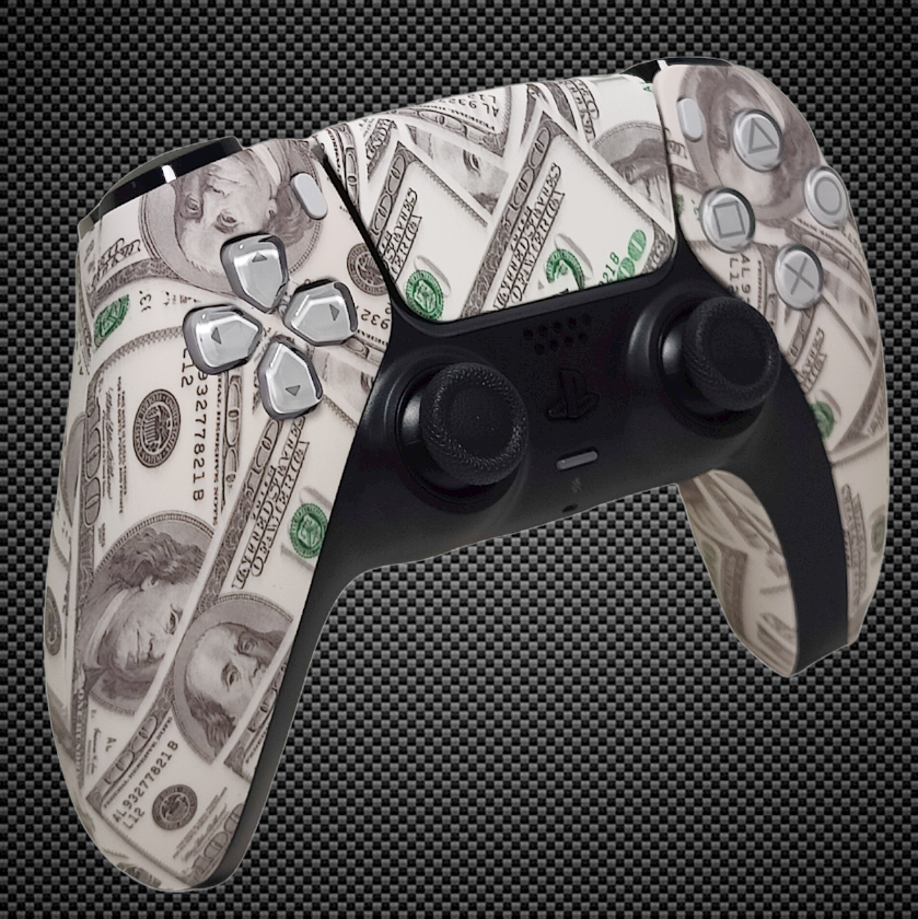 Money Dollar Bills Themed PS5 Custom Dualsense Controller – Primzstar Modz