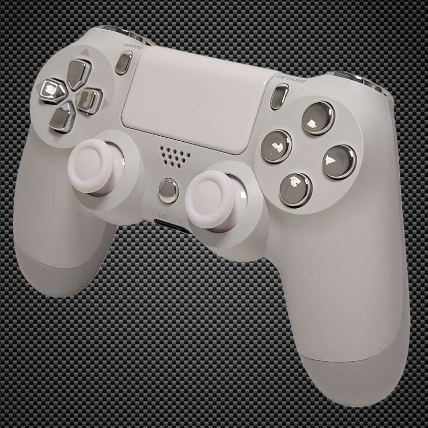 Arctic White Themed w/ Chrome Silver Buttons Official PS4 Controller V ...