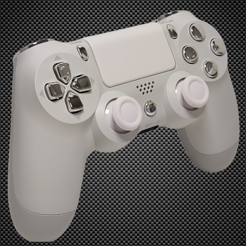 Arctic White Themed w/ Chrome Silver Buttons Official PS4 Controller V ...