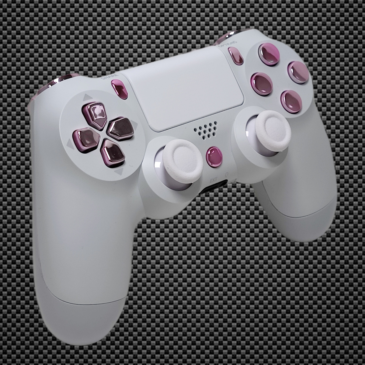 Arctic White Themed w/ Chrome Pink Buttons Official PS4 Controller V2 ...